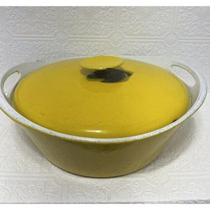 Kitchen | Large Yellow Enamel Cast Iron Stock Pot Dutch Oven Mcm ...